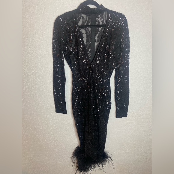 AKIRA | Dresses | Akira Sequence Black Feather Dress | Poshmark